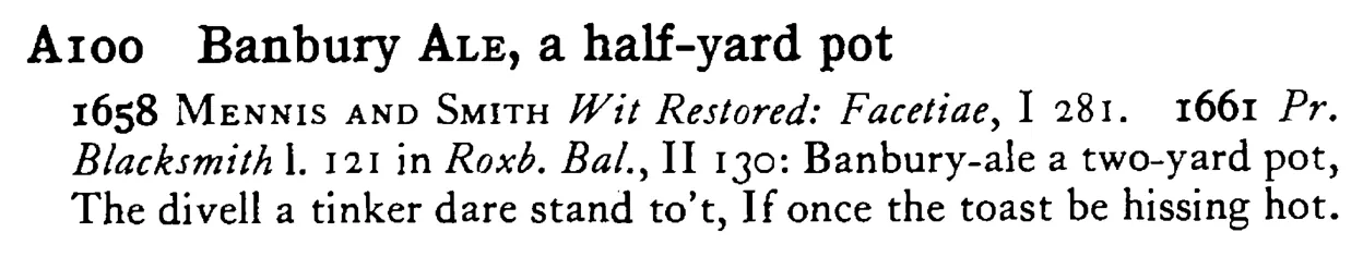 Banbury ALE, a half-yard pot | Tilley's Proverbs
